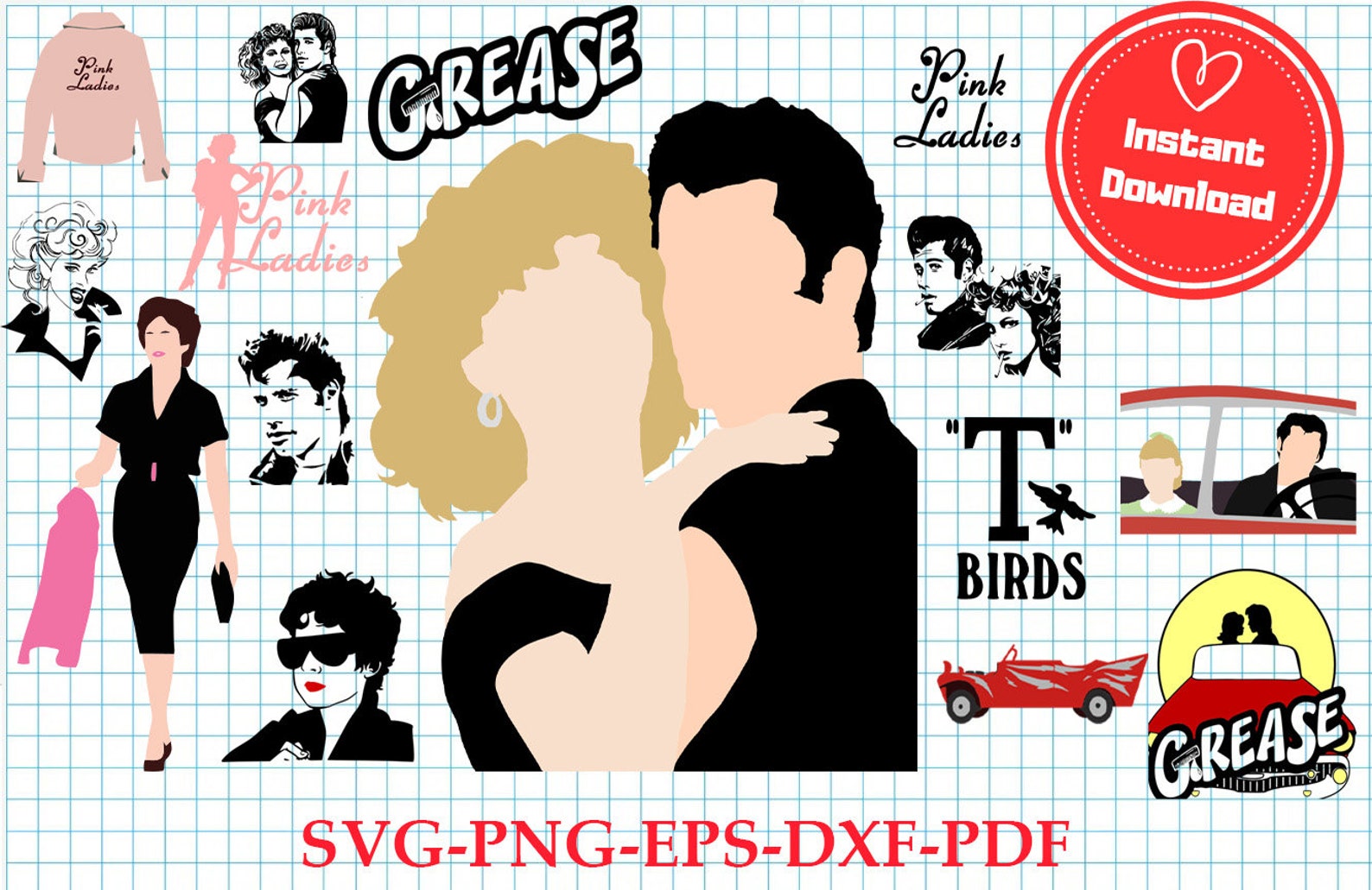 Bundle Grease Movie Svg Png T Birds Cricut Cut Files - Etsy