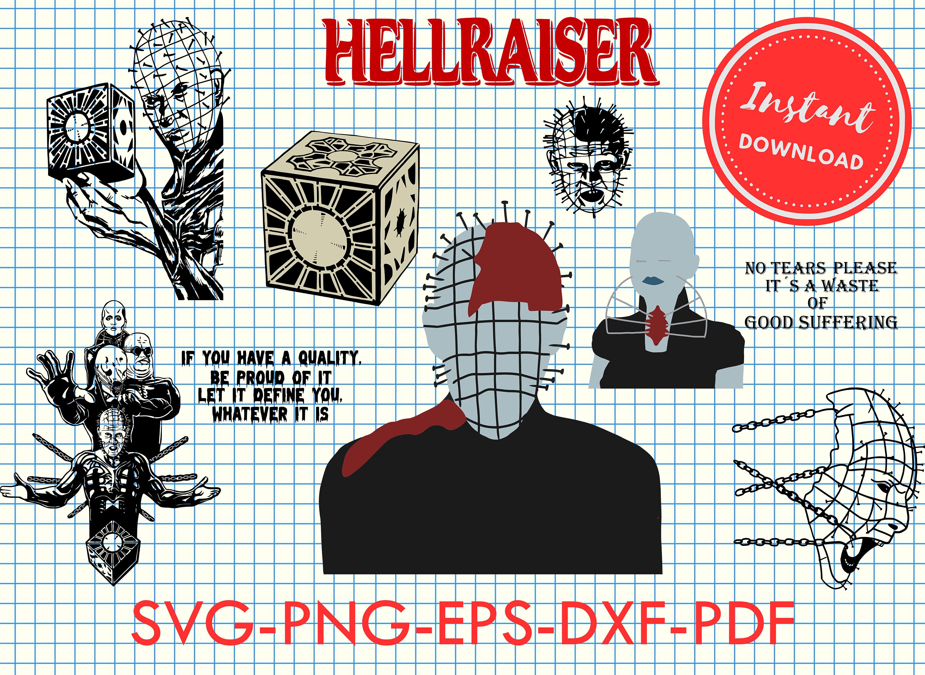 Hellraiser Terror Bundle Full Color Png Silhouette Cutting Files Svg ...
