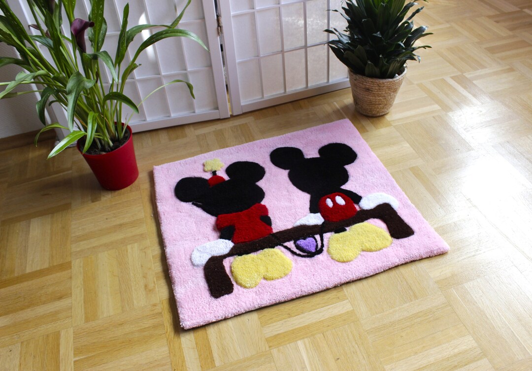 Mickey and Minnie Love Tufted Rug - Etsy