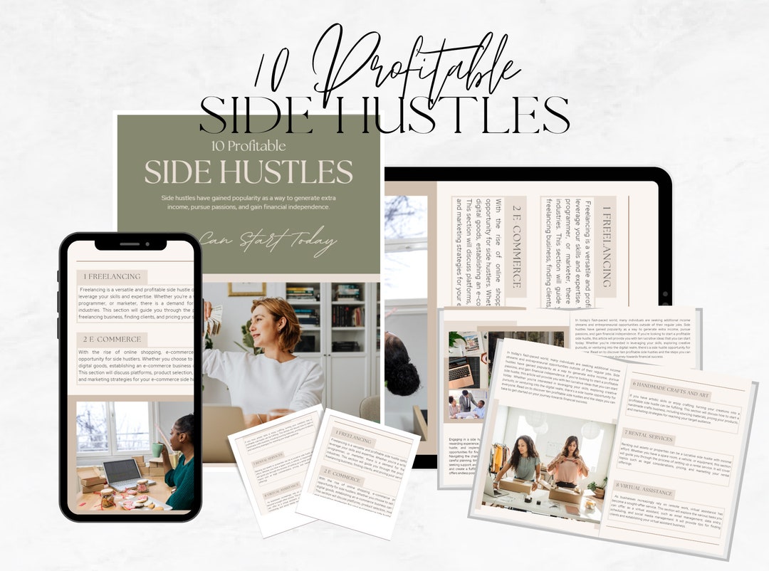 10 Profitable Side Hustles You Can Start Today DIGITAL PRODUCT Guide Book, Workbook, How-tos ...
