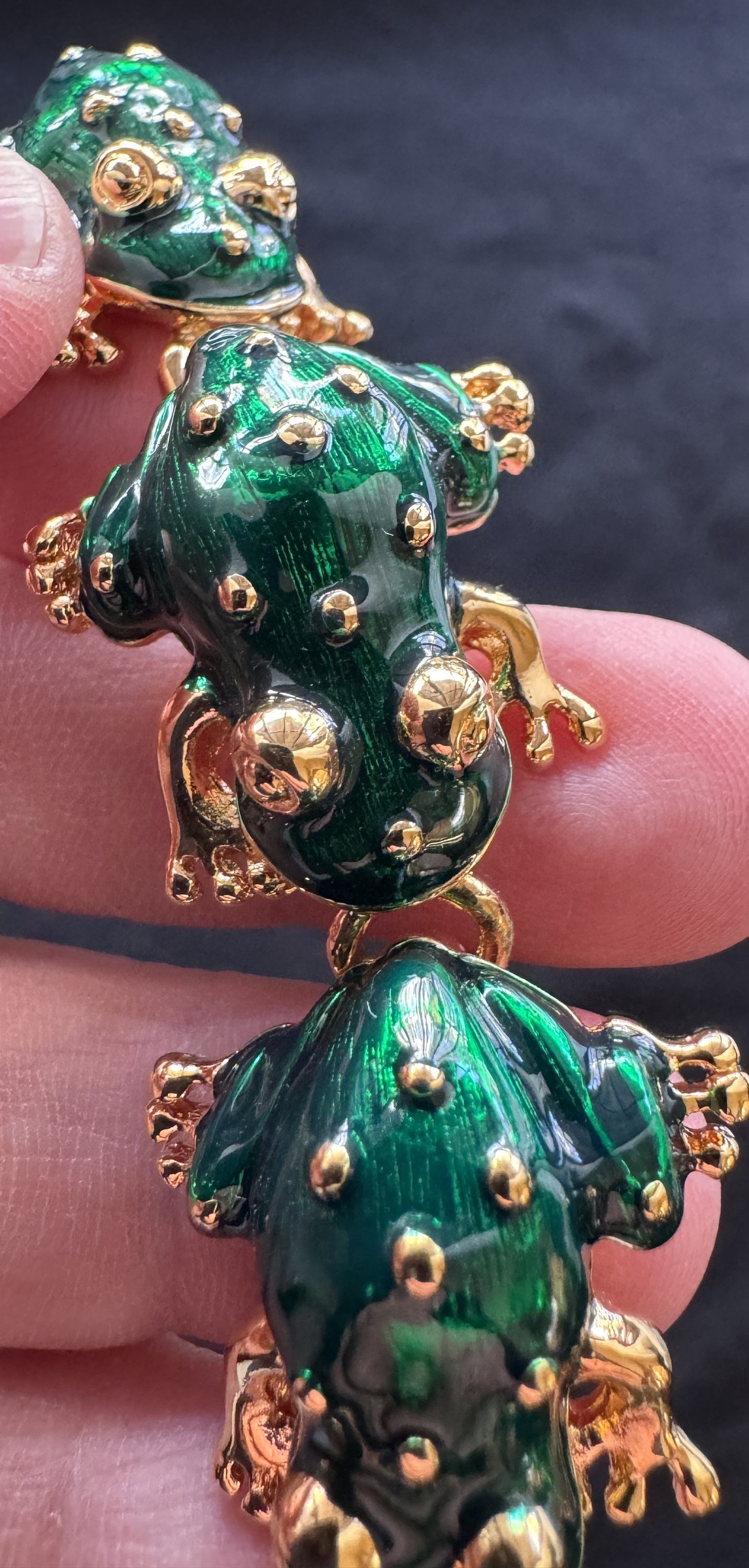 Vintage KJL Kenneth Jay Lane Enamel Frog Gold Plated Link Bracelet - Etsy