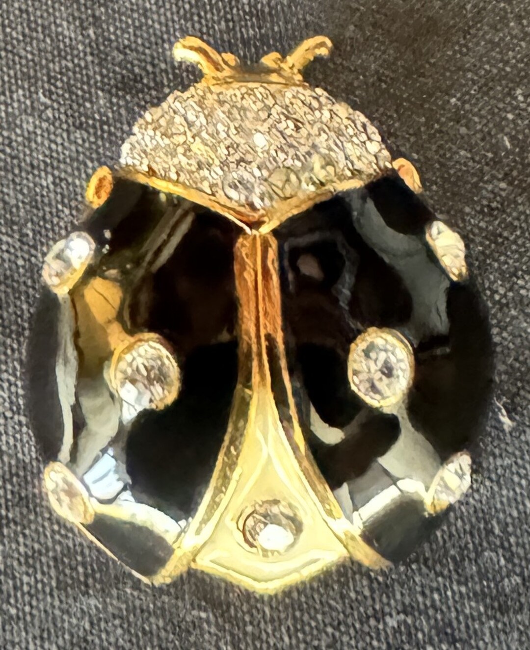 Vintage Joan Rivers Two Ladybug Brooches, One White and One Black ...