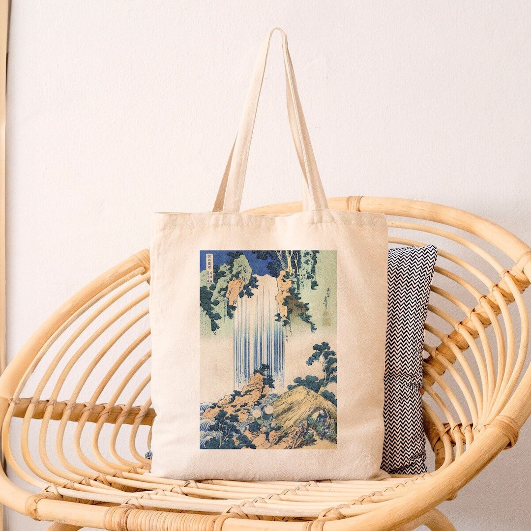 Canvas Tote Bag Waterfall Tote Design Japanese Tote Trendy - Etsy