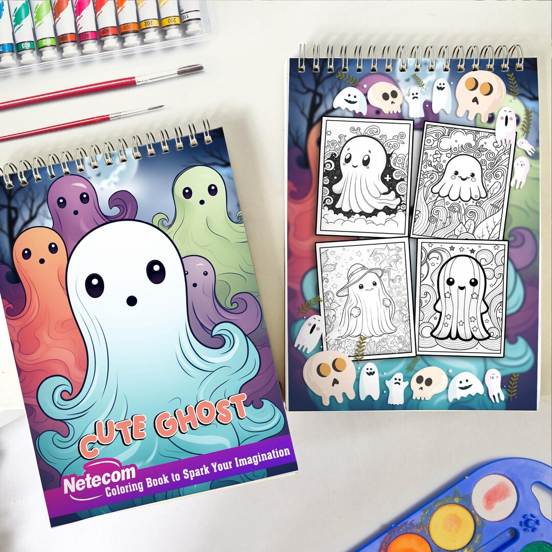 Netecom Cute Ghost Spiral Bound Coloring Book Unlock Your Artistic With ...