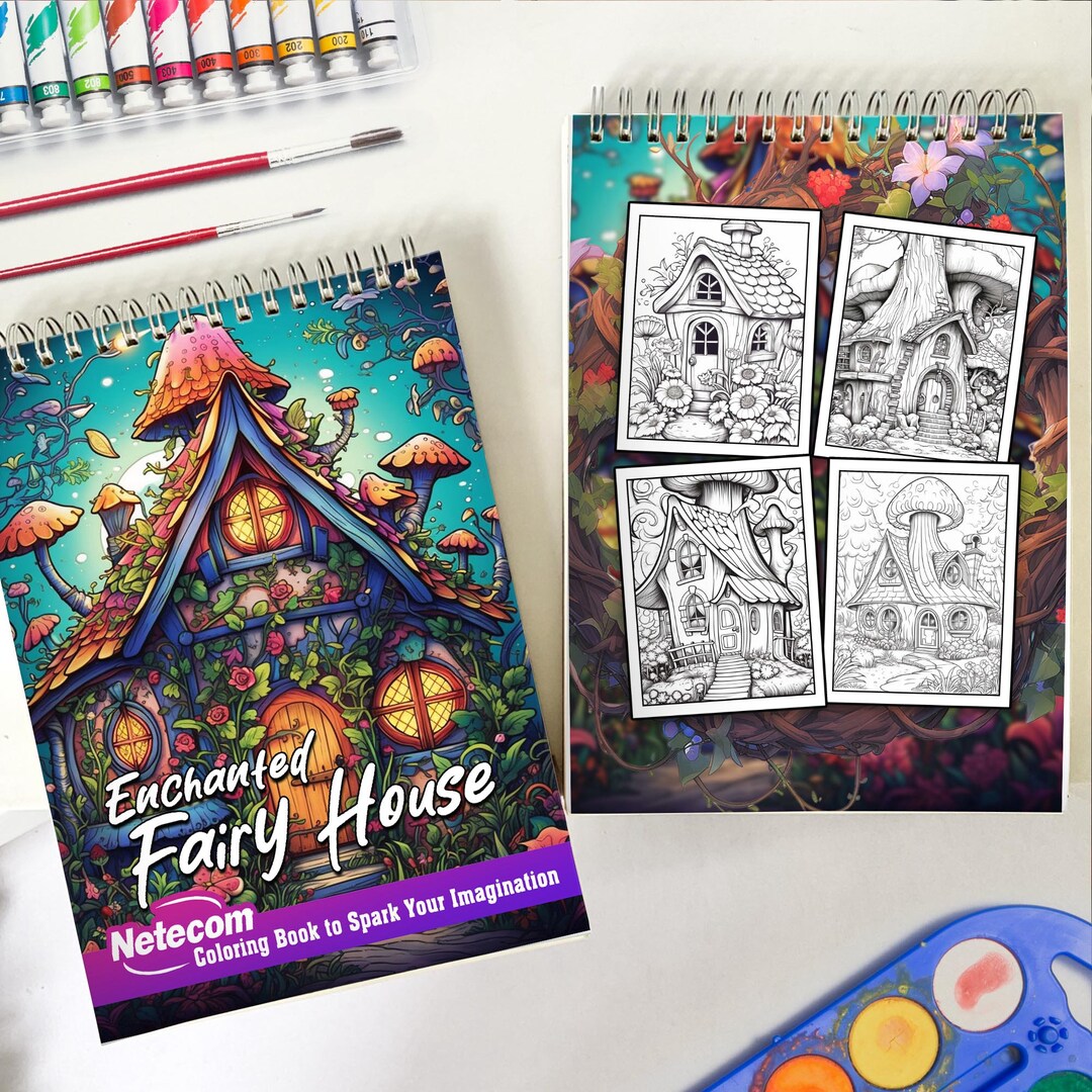 Enchanted Fairy House Houses Spiral Bound Coloring Book Embrace Tiny ...