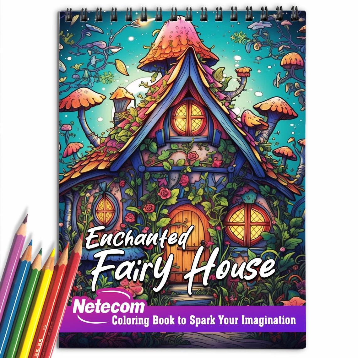 Enchanted Fairy House Houses Spiral Bound Coloring Book Embrace Tiny ...