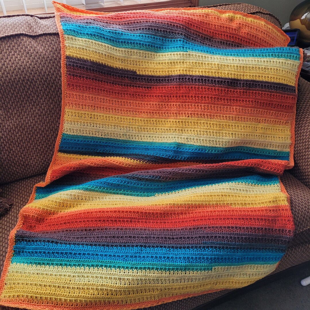 Afghan With Variegated Colors - Etsy