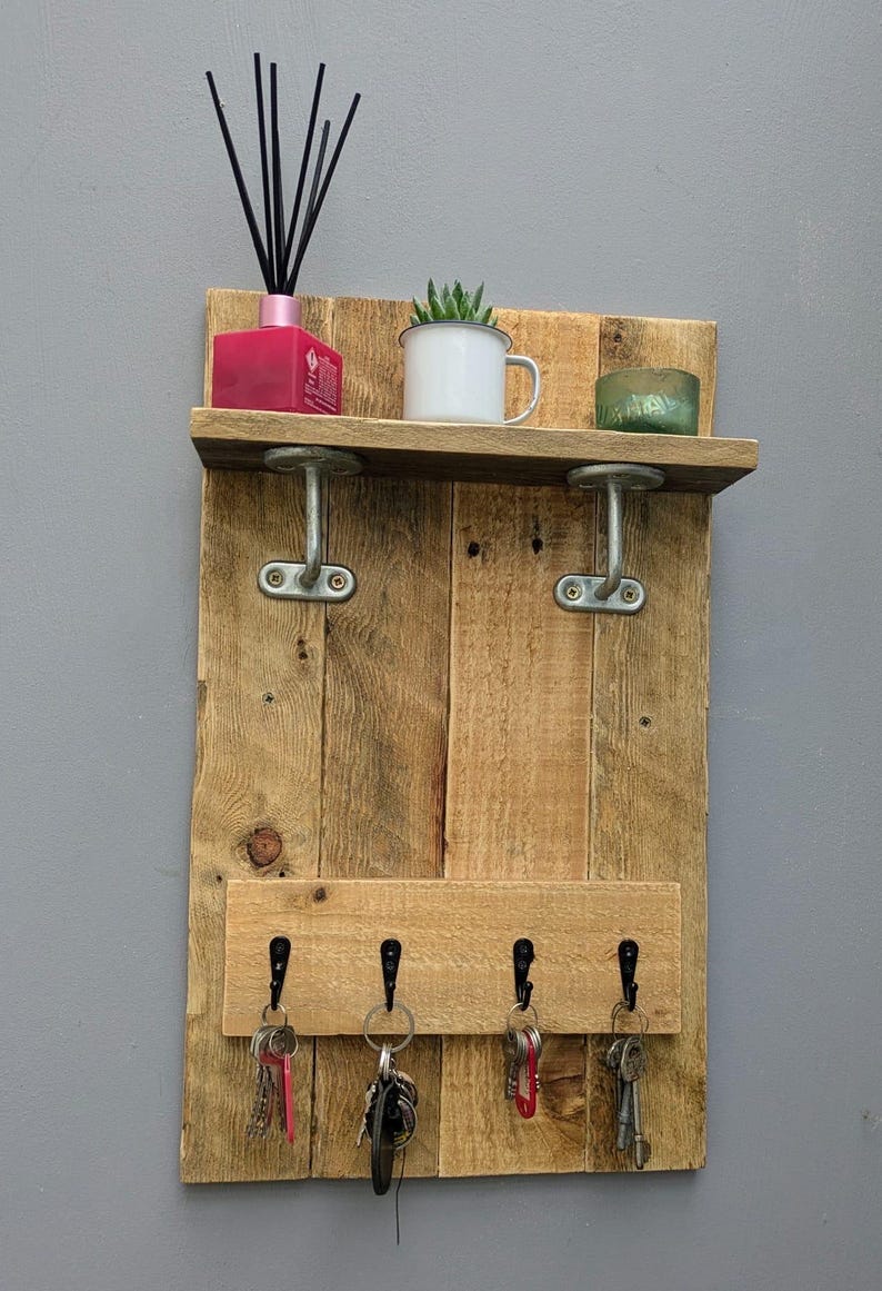 Rustic Reclaimed Wood Key Hook Unit - Etsy