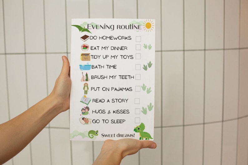 Printable Kids Evening Dinosaur Routine Schedule Chart / Kids - Etsy