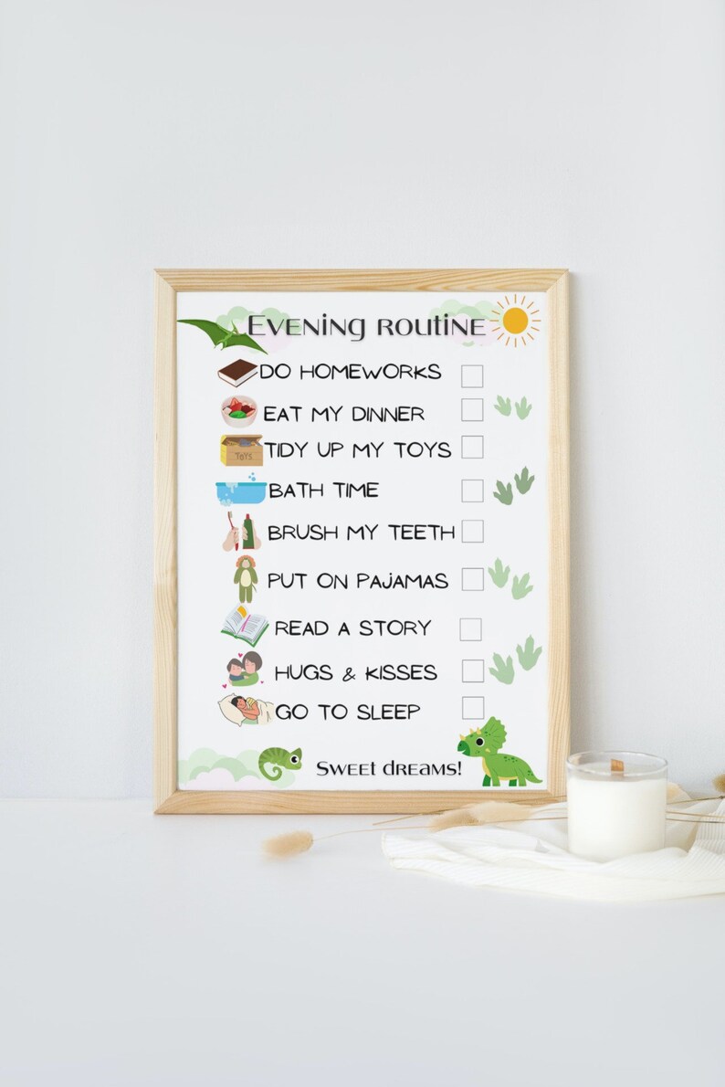 Printable Kids Evening Dinosaur Routine Schedule Chart / Kids - Etsy