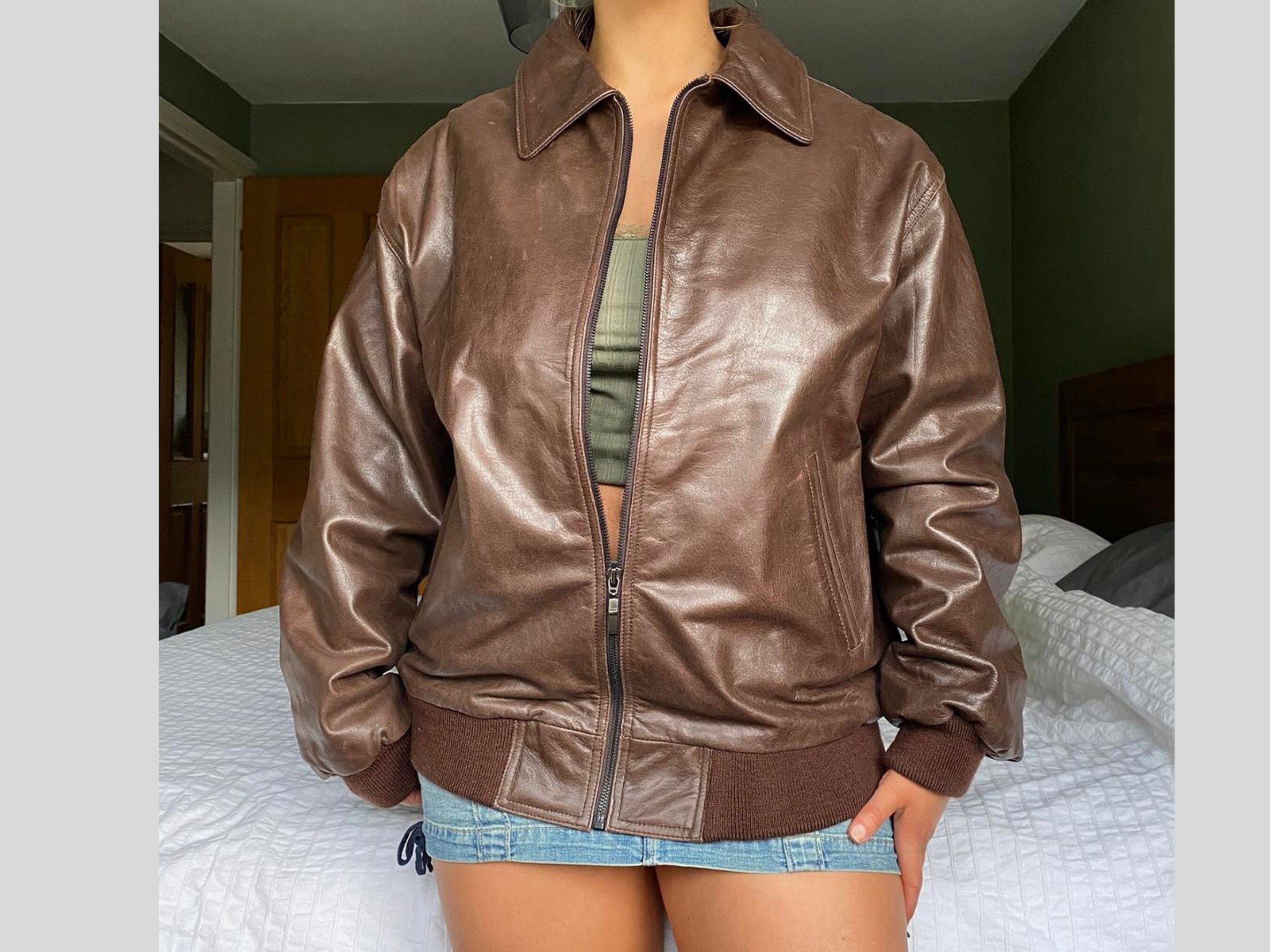 Handmade Brown Leather Jacket for Women, Distressed Brown Oversized ...