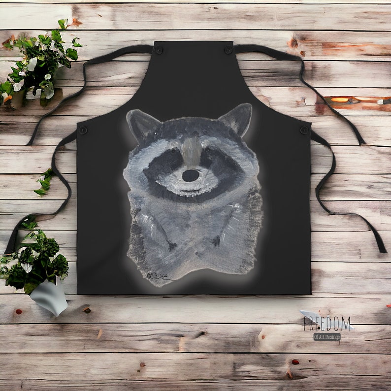 Whimsical Raccoon Apron: A Playful Splash of Art for Your Culinary ...