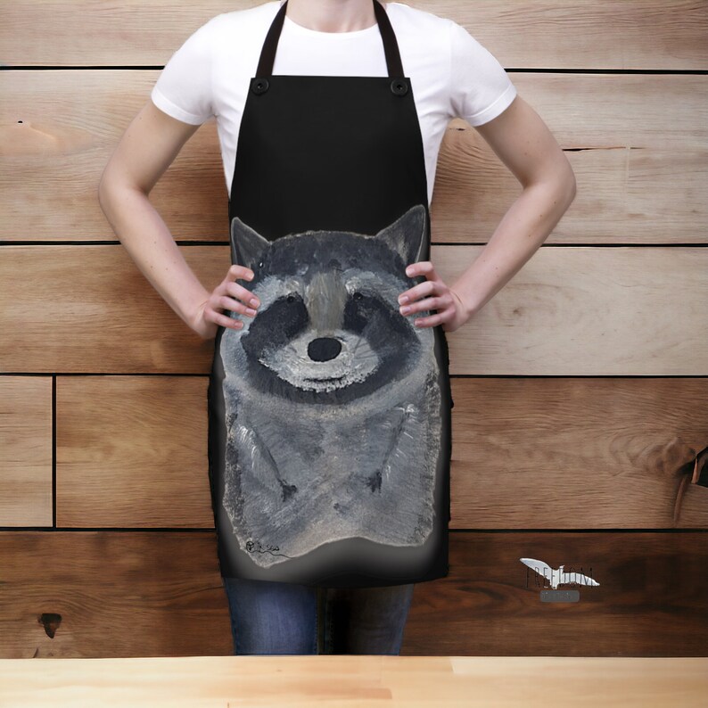 Whimsical Raccoon Apron: A Playful Splash of Art for Your Culinary ...
