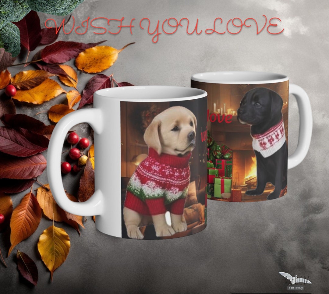 Festive Labrador Pup Christmas Mug, Ceramic Mug 11oz - Etsy