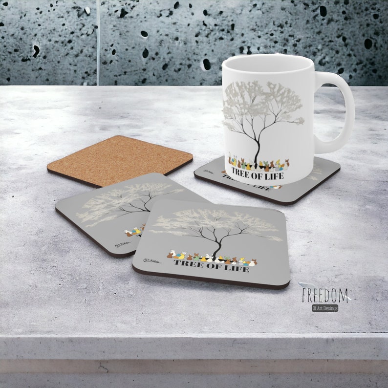 Artistic Tree of Life Coffee Mug With Charming Animal Companions, by ...