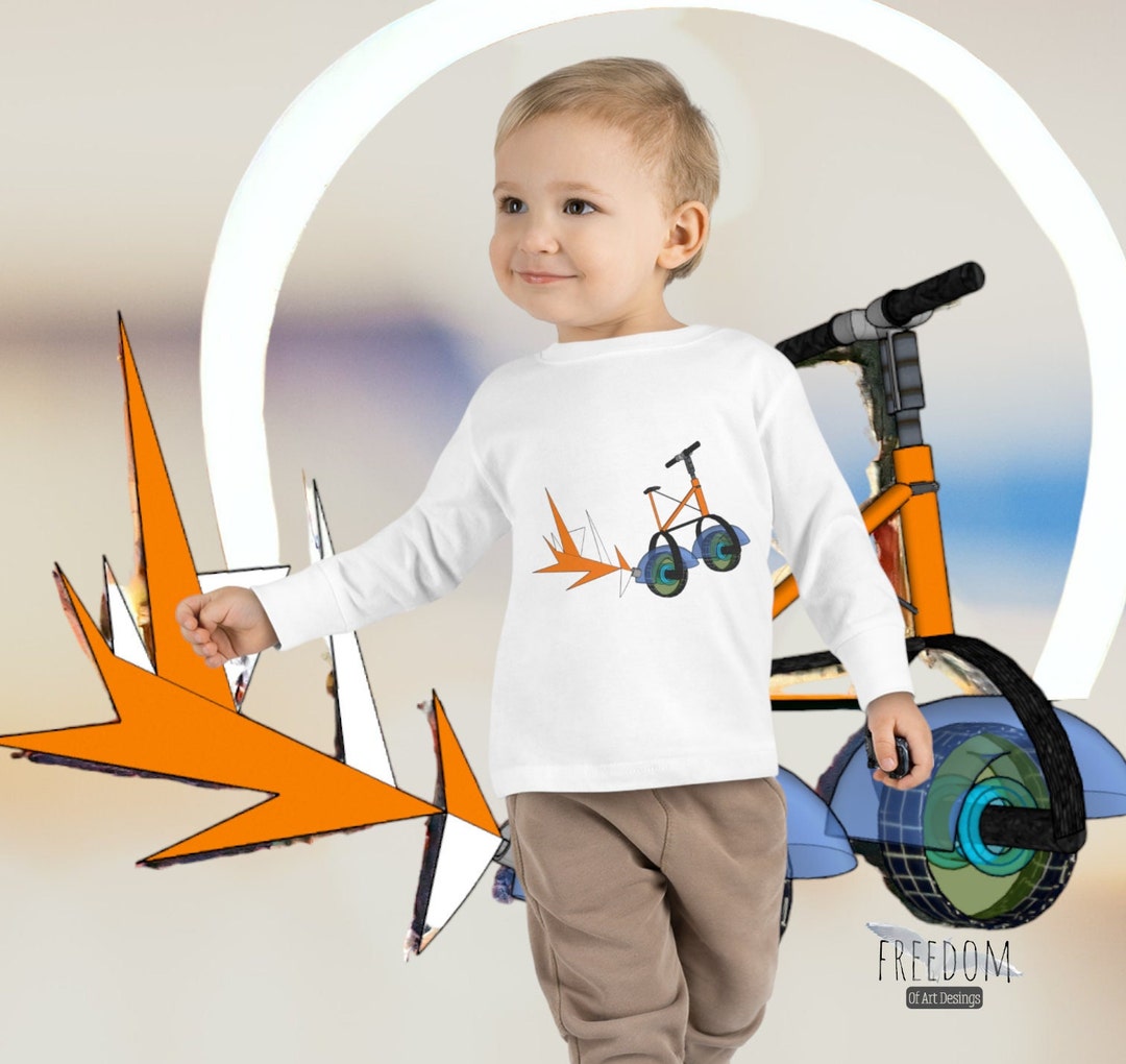 Whimsical Wheels: Toddler Adventure Long Sleeve Tee, Toddler Long ...