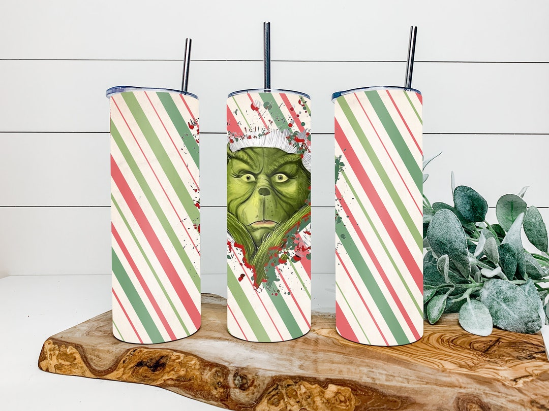 Grinch Stripes Paint Splatter Stink Stank Stunk 20oz Tumbler Wrap ...