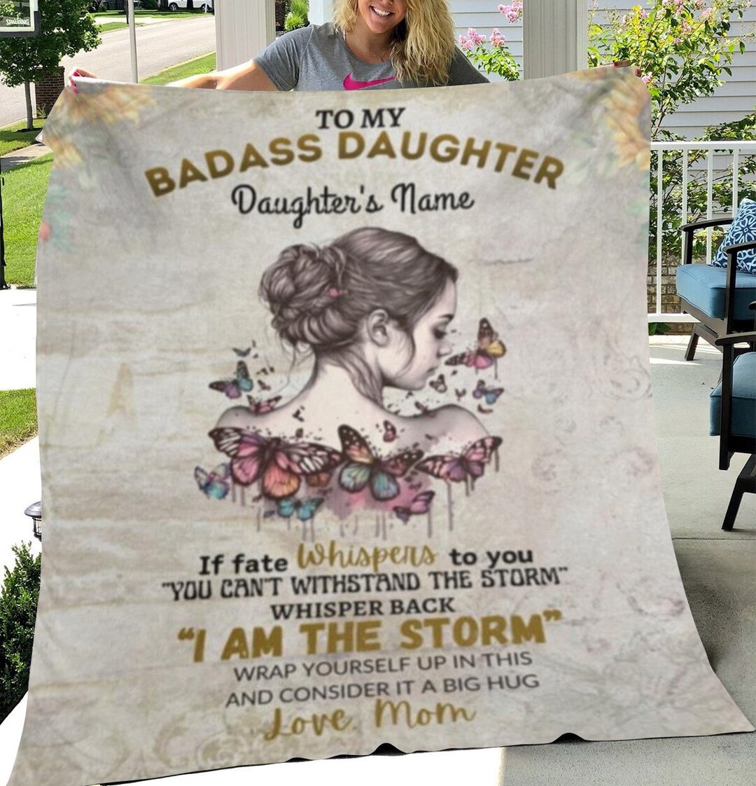 Personalized to My Badass Daughter Cozy Plush Fleece Blanket, Customize ...