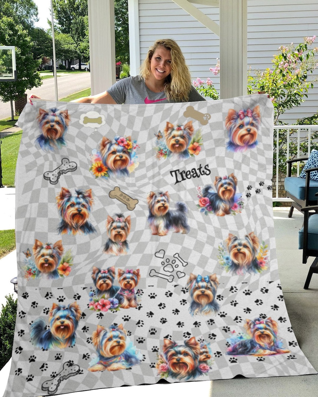 Yorkie Fun Cute Cartoon Whimsical Blanket Soft Cozy Plush Fleece ...