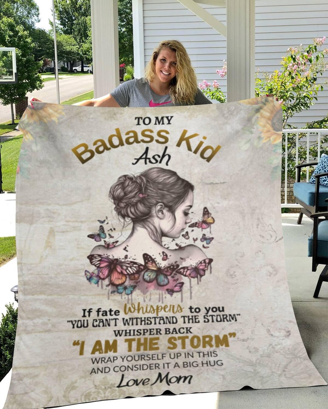 Personalized to My Badass Kid Cozy Plush Fleece Blanket, Customize With ...
