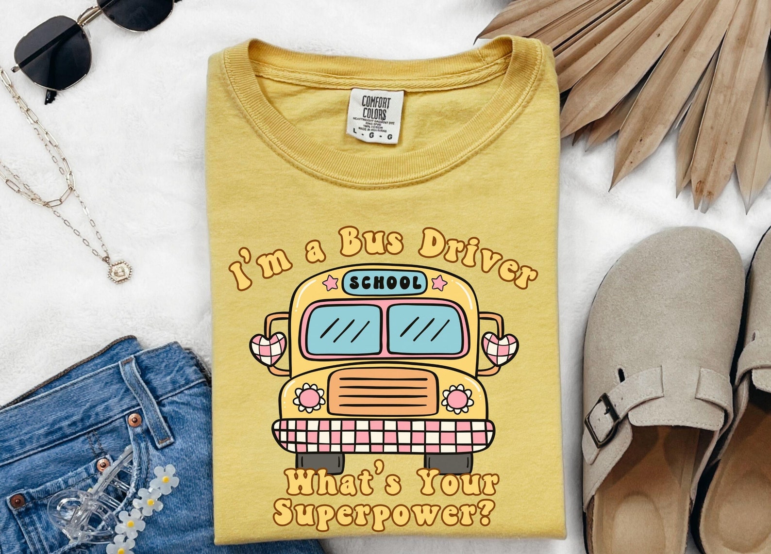 I'm a Bus Driver Bus Driver Superpower Comfort Colors T-shirt, School ...