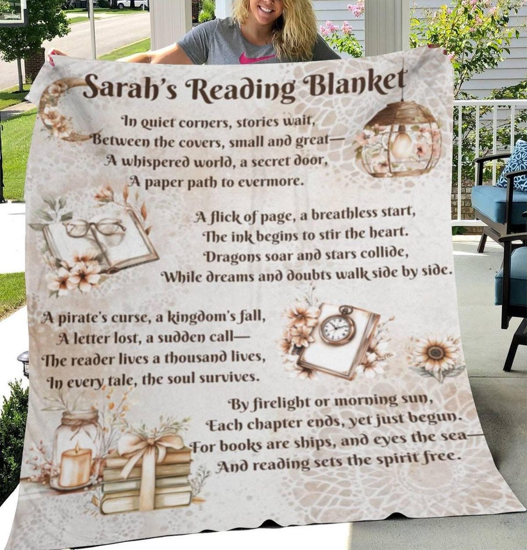 Reading Poem Personalized Blanket, Book Lover - Cozy Literary Throw for ...