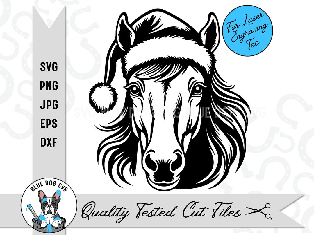 Christmas Horse Svg, Eps, Dxf, Png, and Jpg Digital Download, Santa Hat ...