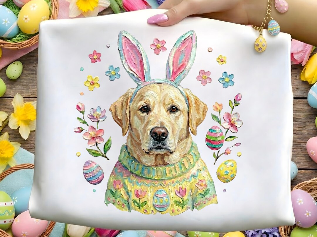 Hand Painted Easter Labrador Retriever PNG, Oil Painting Style Dog With ...