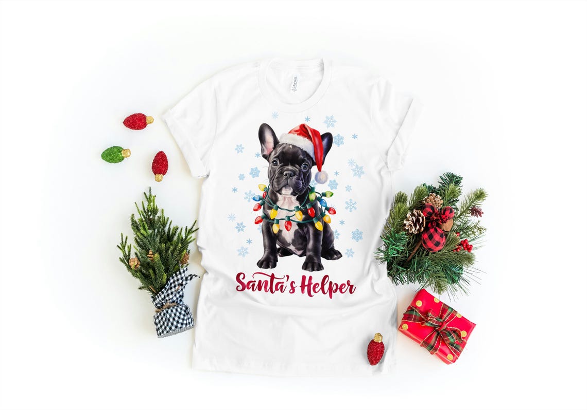 Christmas French Bulldog Png, Frenchie Santa Hat Png, Black French ...