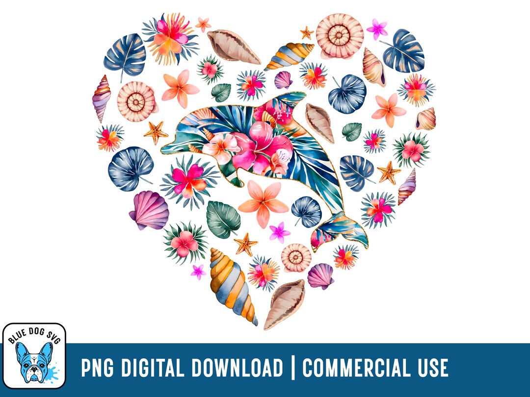 Dolphin Png Boho Floral Dolphin Design Beach Clipart Ocean Dolphin ...