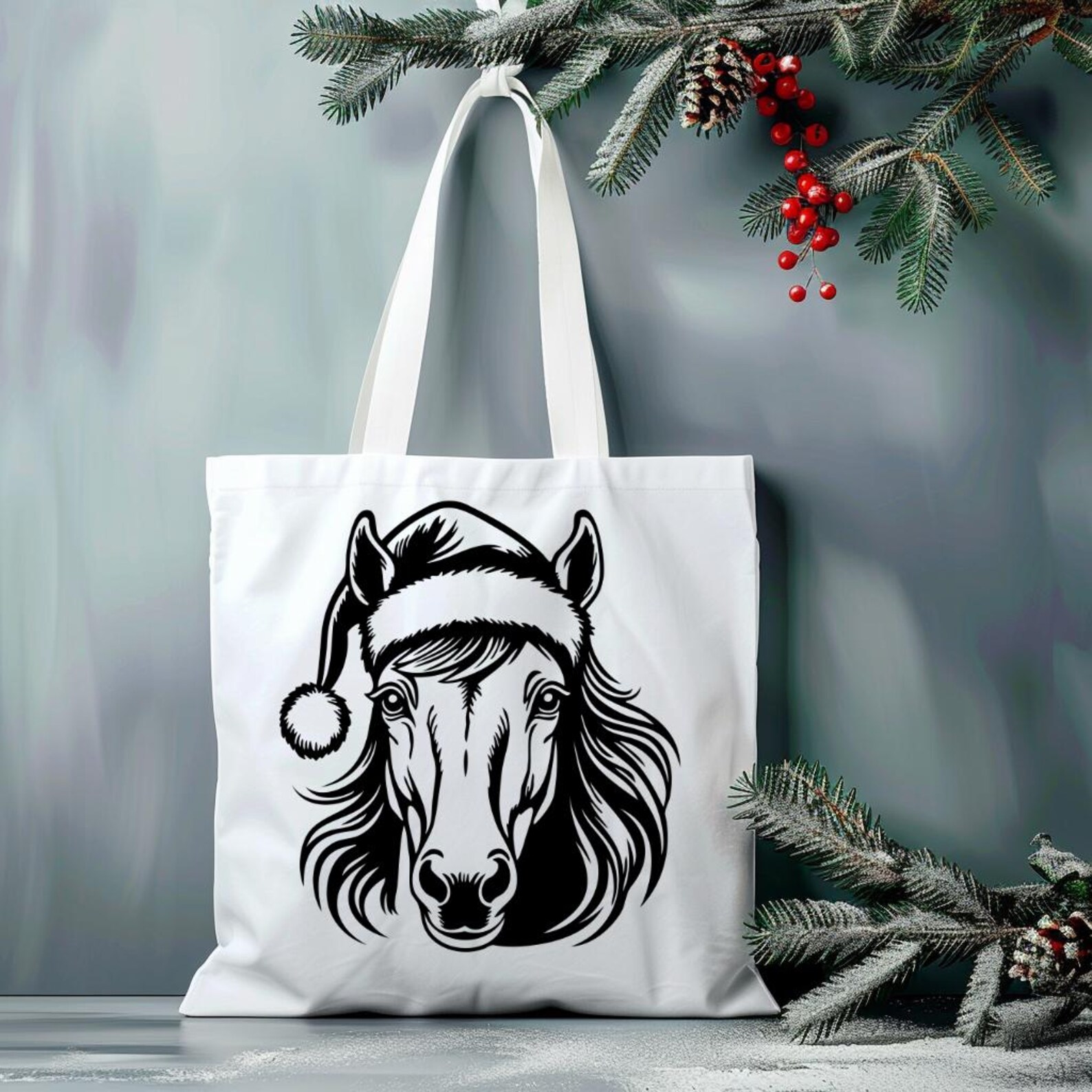 Christmas Horse Santa Hat SVG, JPG, PNG: Cricut, Laser Engraving ...