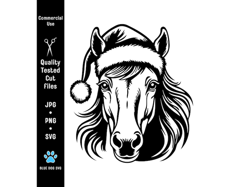 Christmas Horse Santa Hat SVG, JPG, PNG: Cricut, Laser Engraving ...