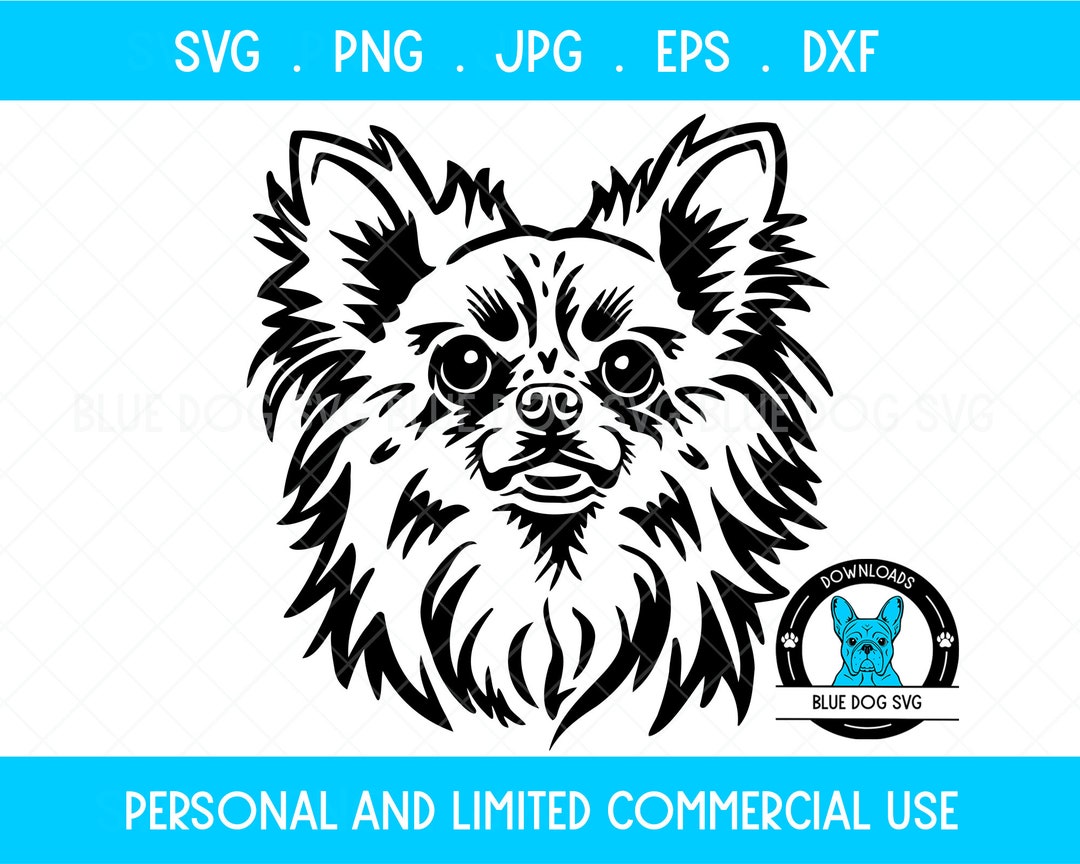 Long Haired Chihuahua Face Svg, Eps, Dxf, Png, and Jpg Digital Download ...
