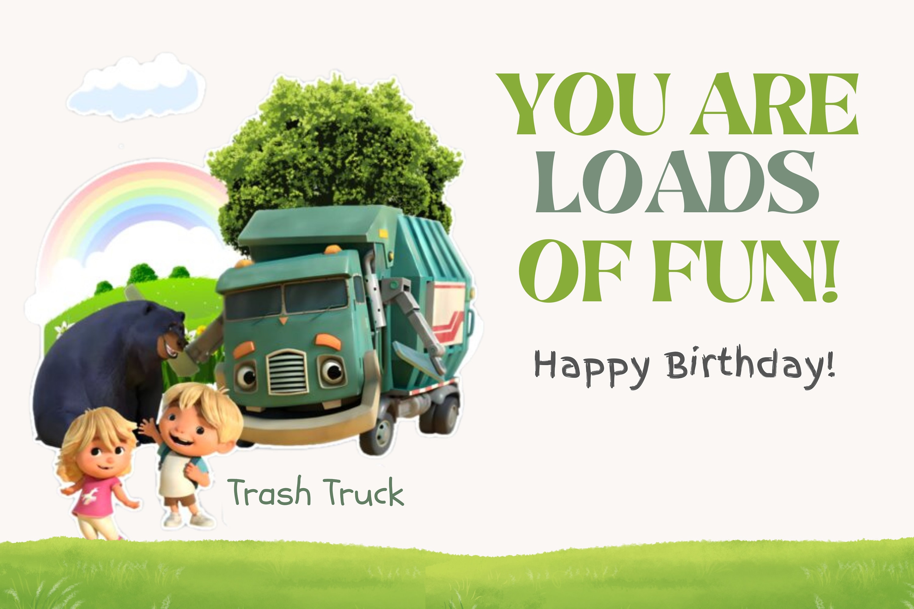 Trash Truck Birthday, Greeting, Card for That Special Occasion ...