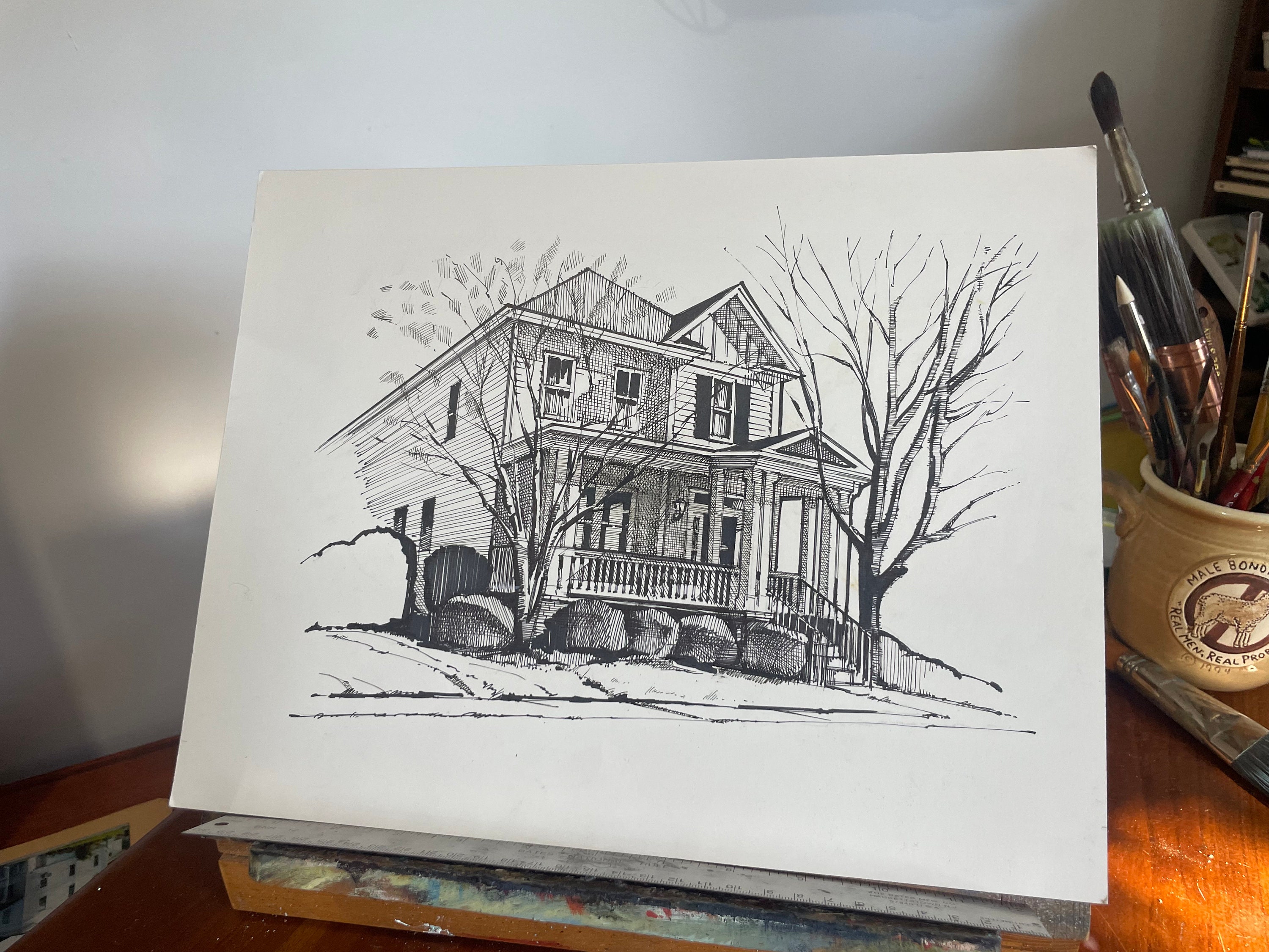 Custom Hand Drawn Pen and Ink House Illustration - Etsy