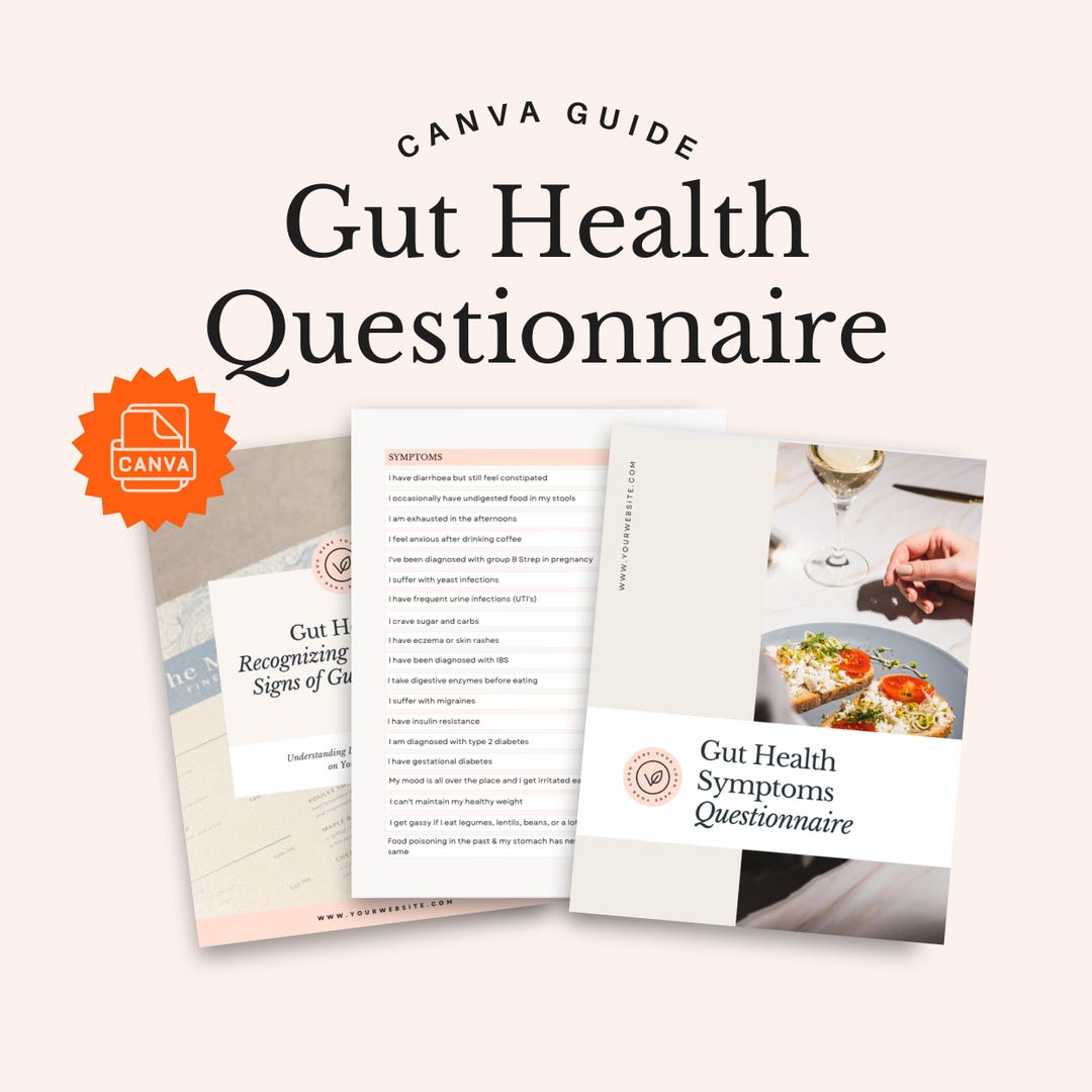 Gut Health Questionnaire & Symptom Guide | Editable Canva Template for ...