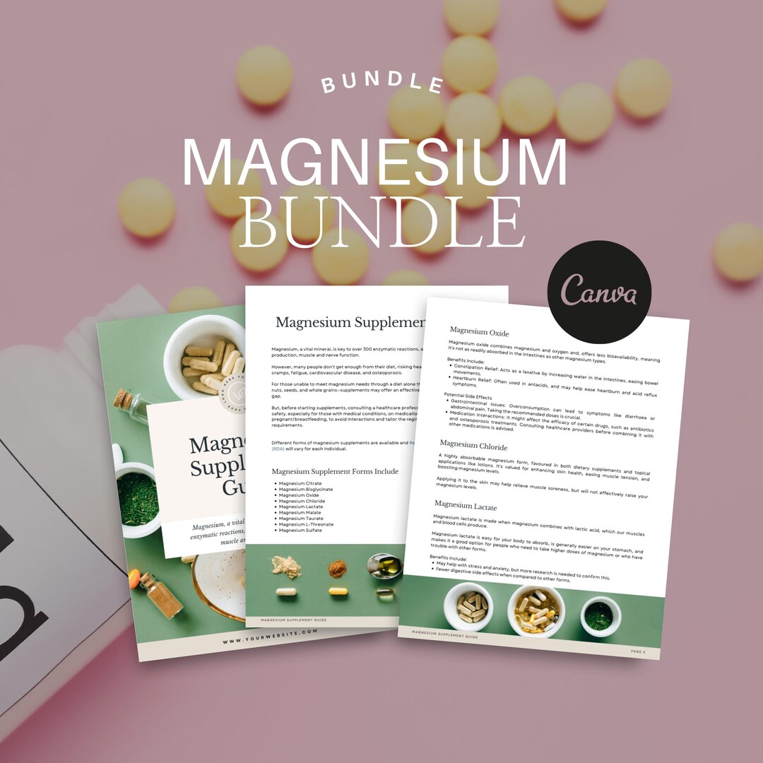 Magnesium Supplement and Food Guide, Canva Template, Health and ...