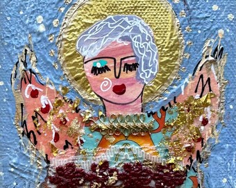 Mixed Medial Angel Original - "carmen" - 4"x6" Stretched Canvas - Etsy
