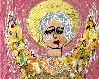 Mixed Media Angel Original - "bernadette" - 4x6 Stretched Canvas - Etsy