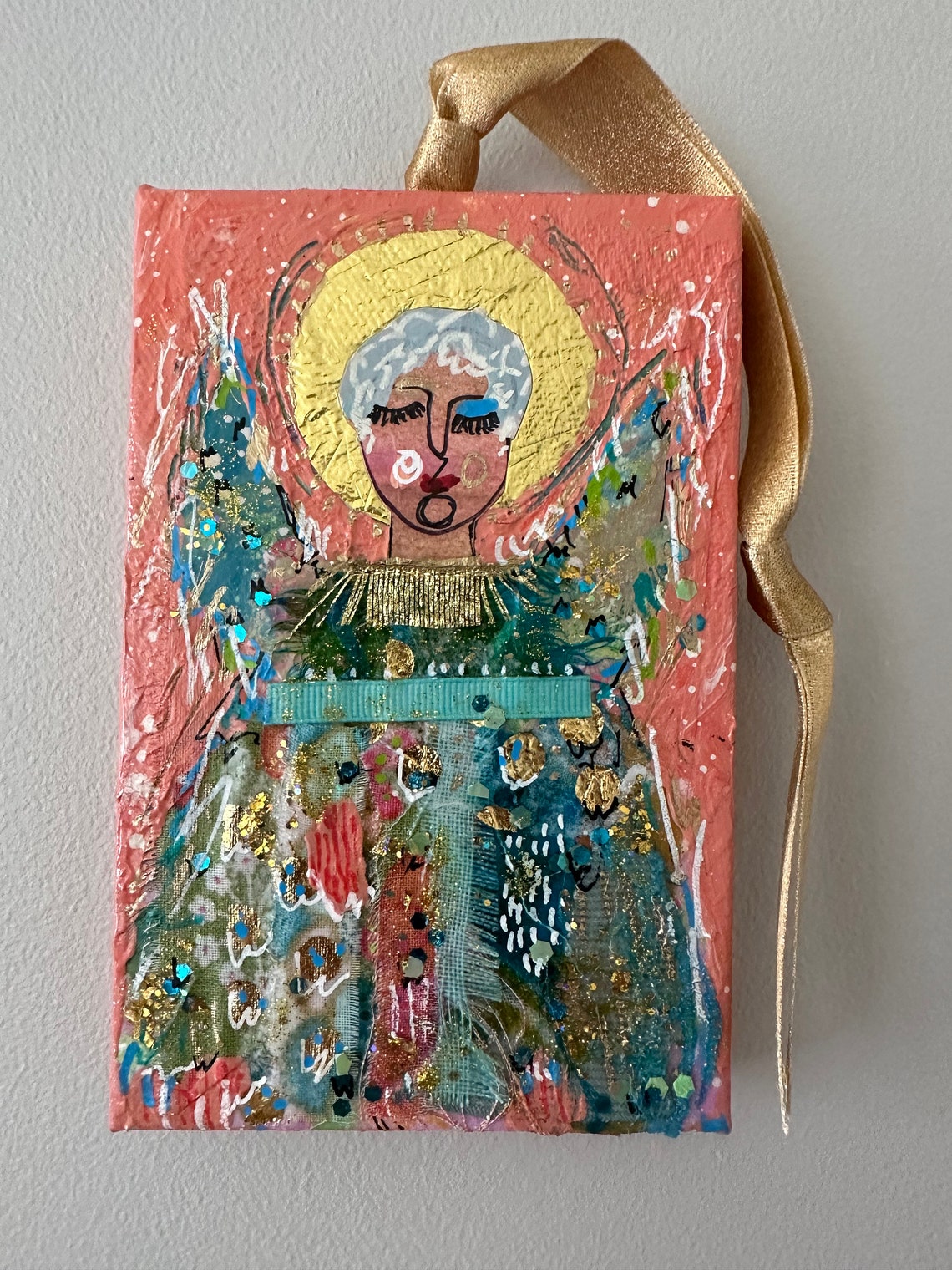 Mixed Media Angel Original - "bernadette" - 4x6 Stretched Canvas - Etsy