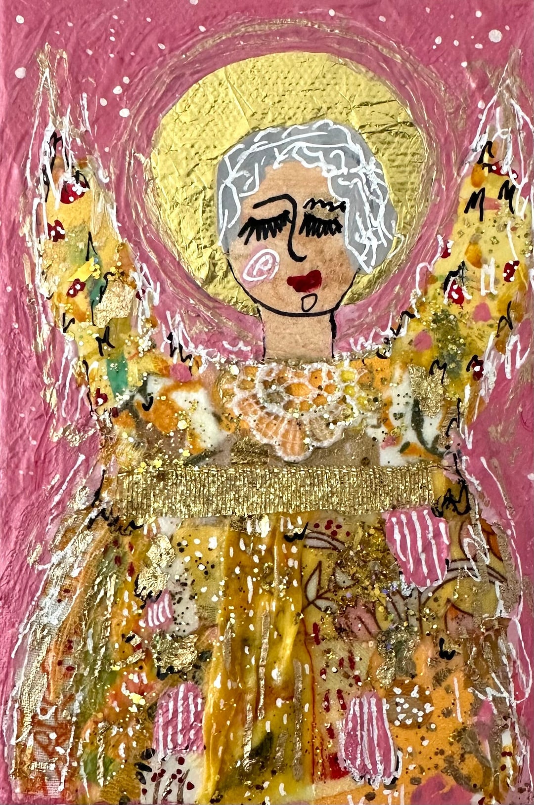 Mixed Media Angel Original - "grace" - 4x6 Stretched Canvas - Etsy