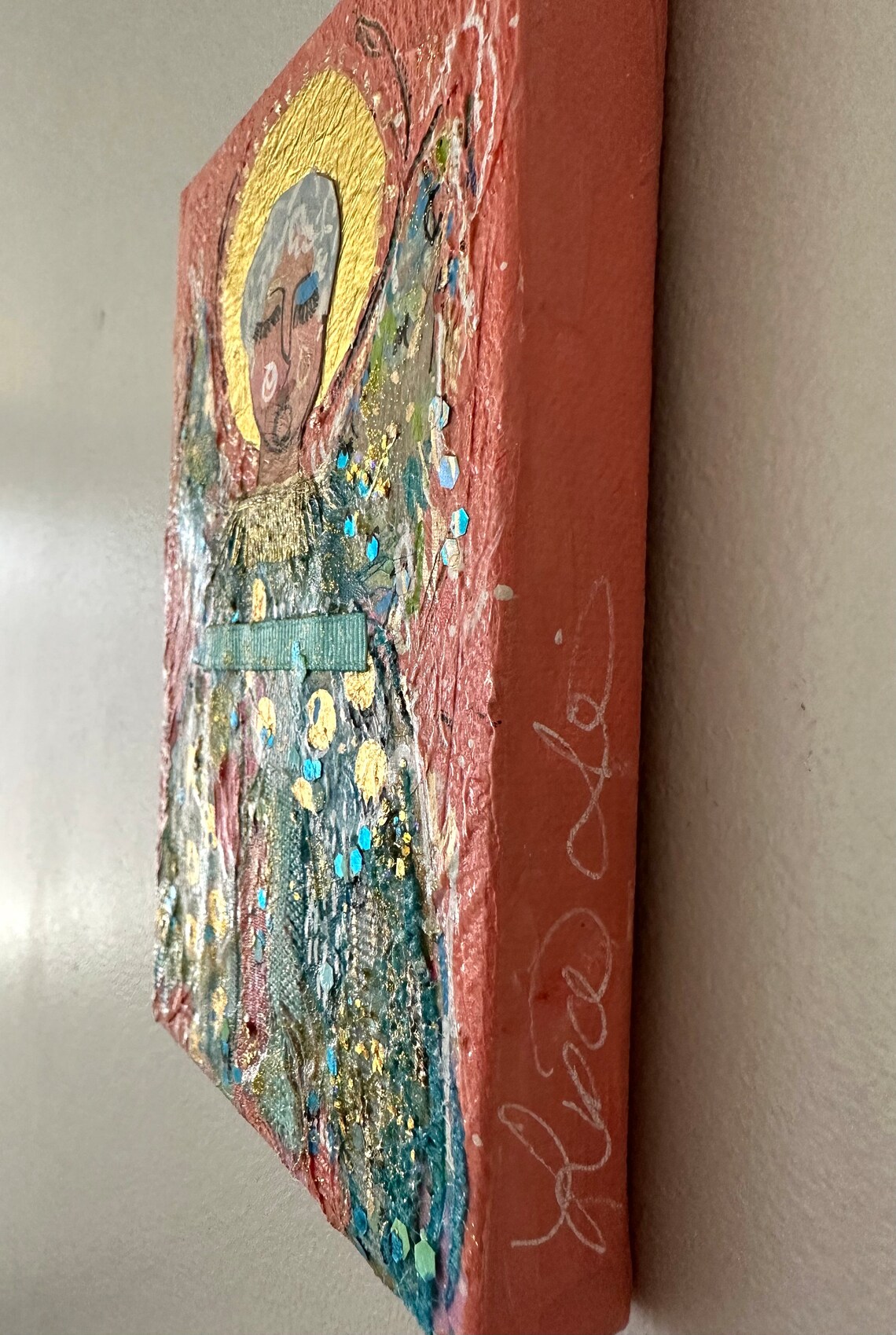 Mixed Media Angel Original - "bernadette" - 4x6 Stretched Canvas - Etsy