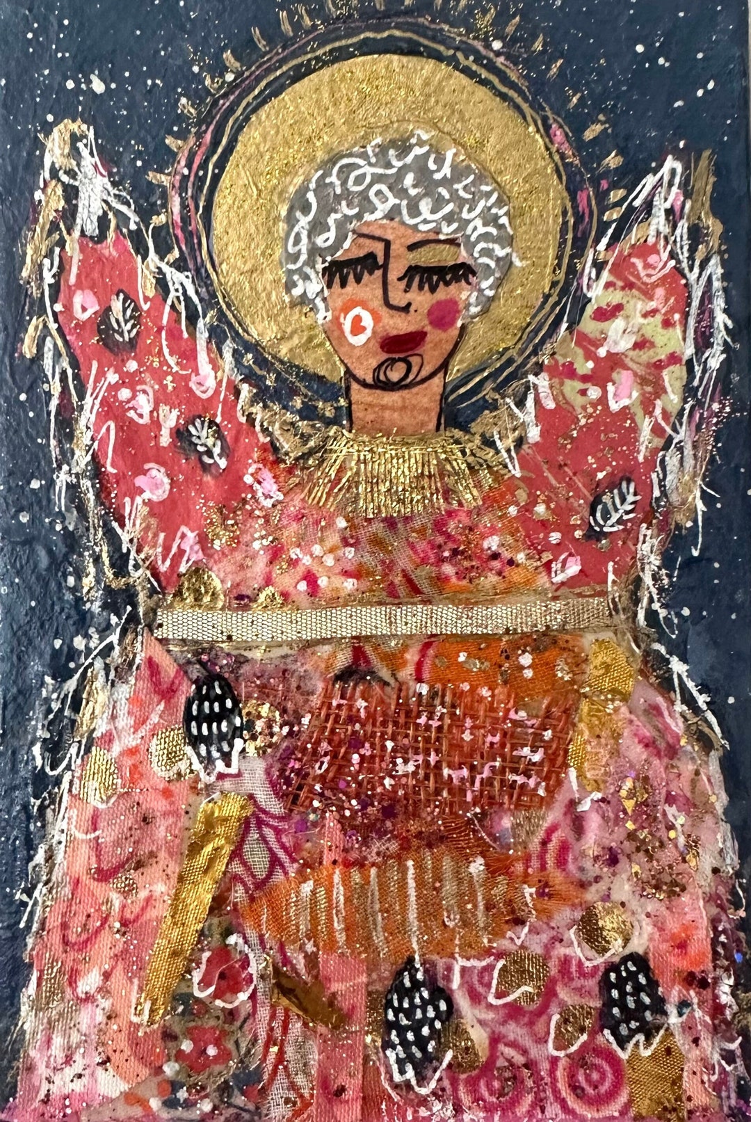 Mixed Media Angel Original - "rachel" - 4x6 Stretched Canvas - Etsy
