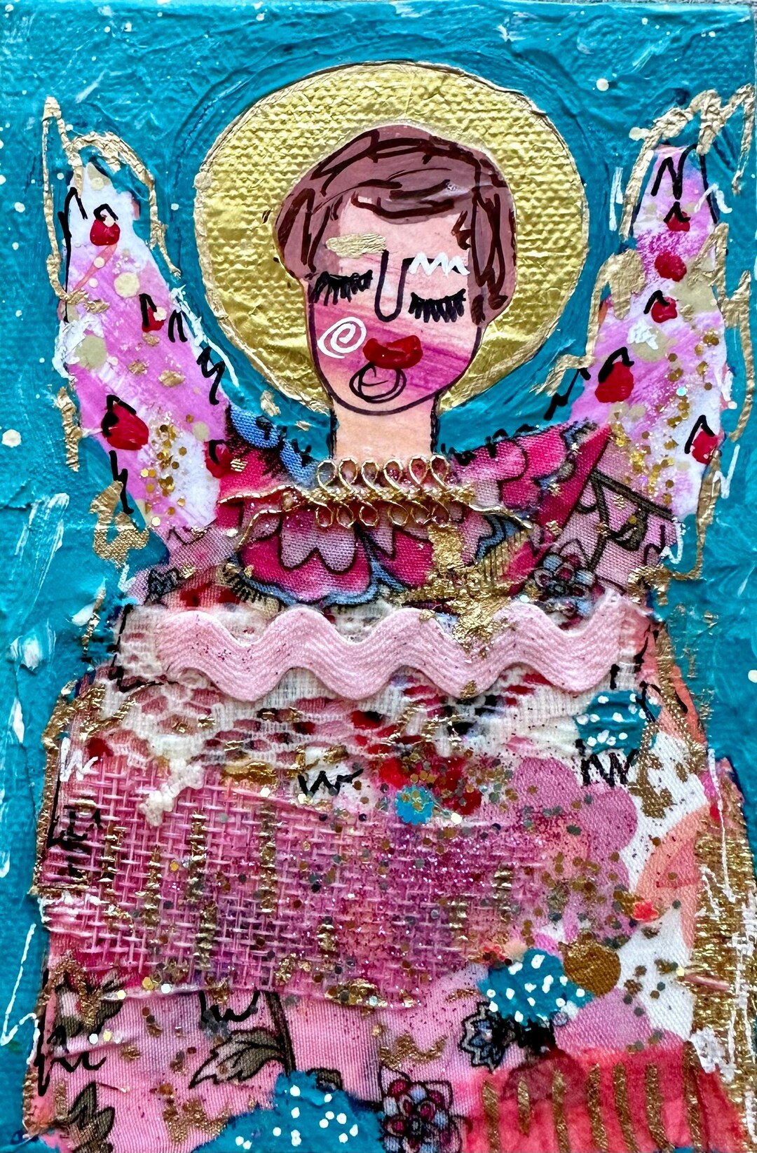 Mixed Medial Angel Original - "abigail" - 4"x6" Stretched Canvas - Etsy