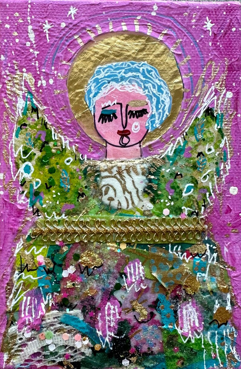 Mixed Medial Angel Original - "carmen" - 4"x6" Stretched Canvas - Etsy