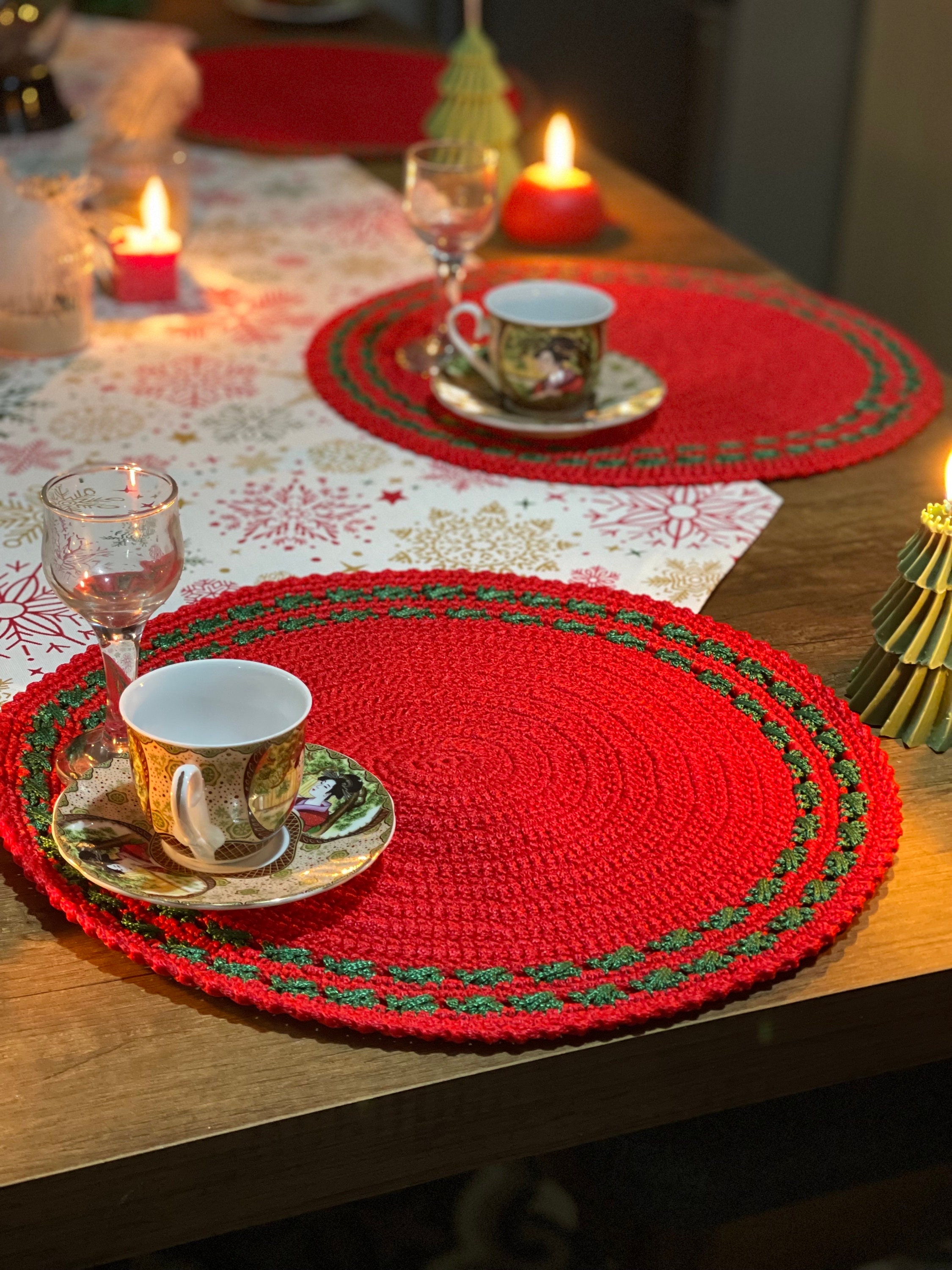 Christmas Runner, Table Placemat Set, Christmas Table Decor, American ...