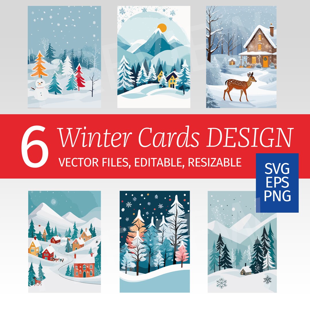 6+ Winter Cards Design, Editable, Mockup Cards Christmas, Minimalist ...