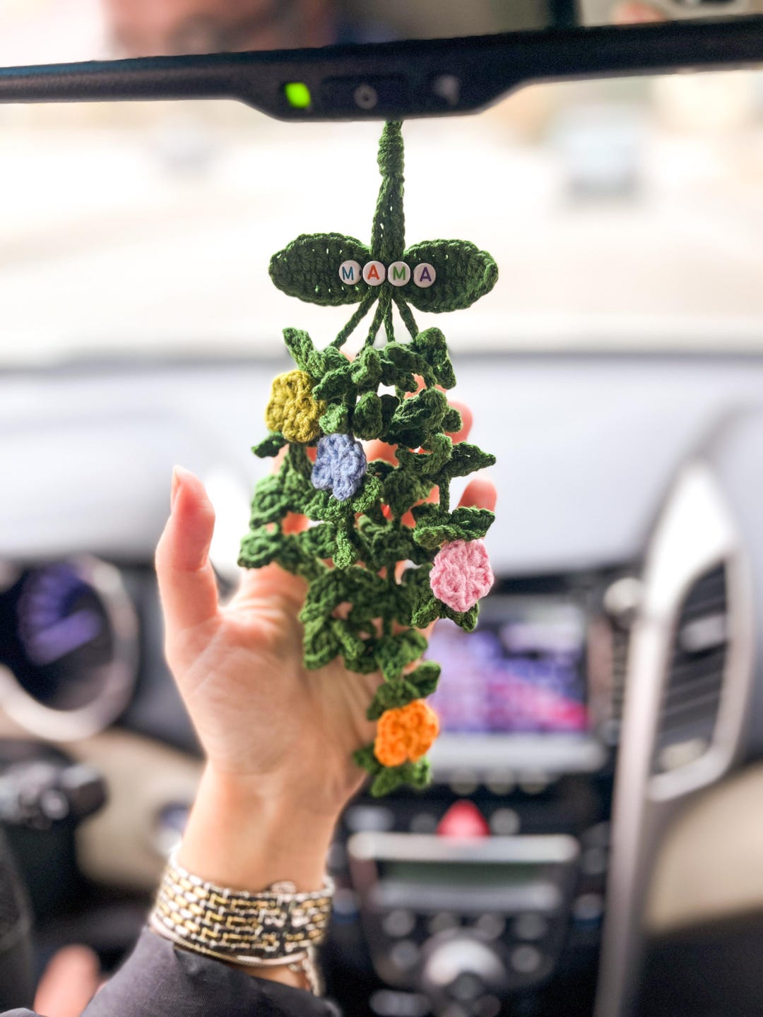 Personalized Plant Car Hanger, Flower Car Mirror Hanging Ornament, Boho ...