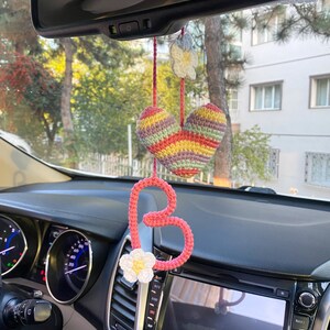 Personalized Car Hanging Accessories Crochet Heart Car - Etsy