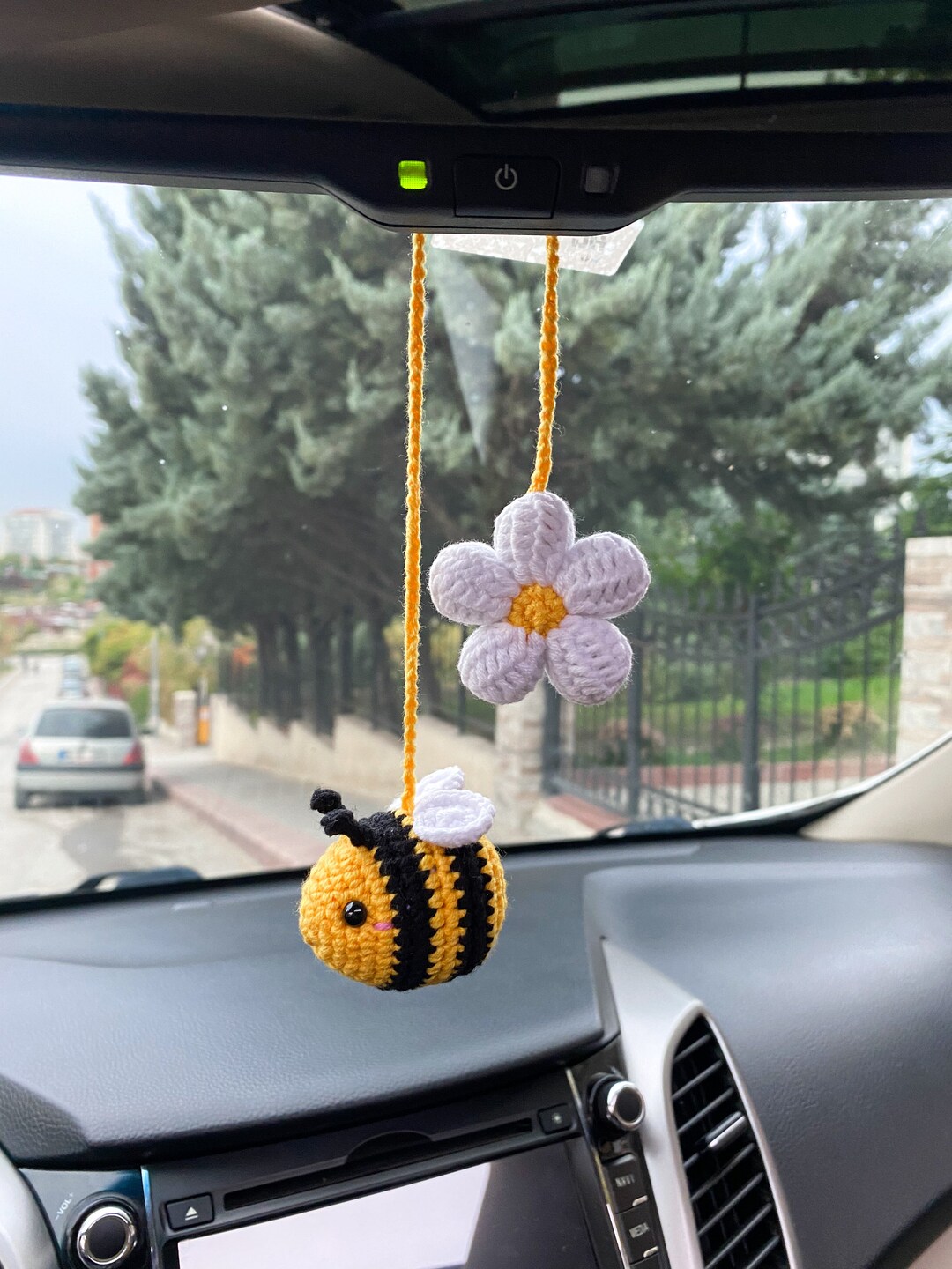 Cute Bee and Daisy Car Accessories, Rearview Mirror Charm, Women Gift ...